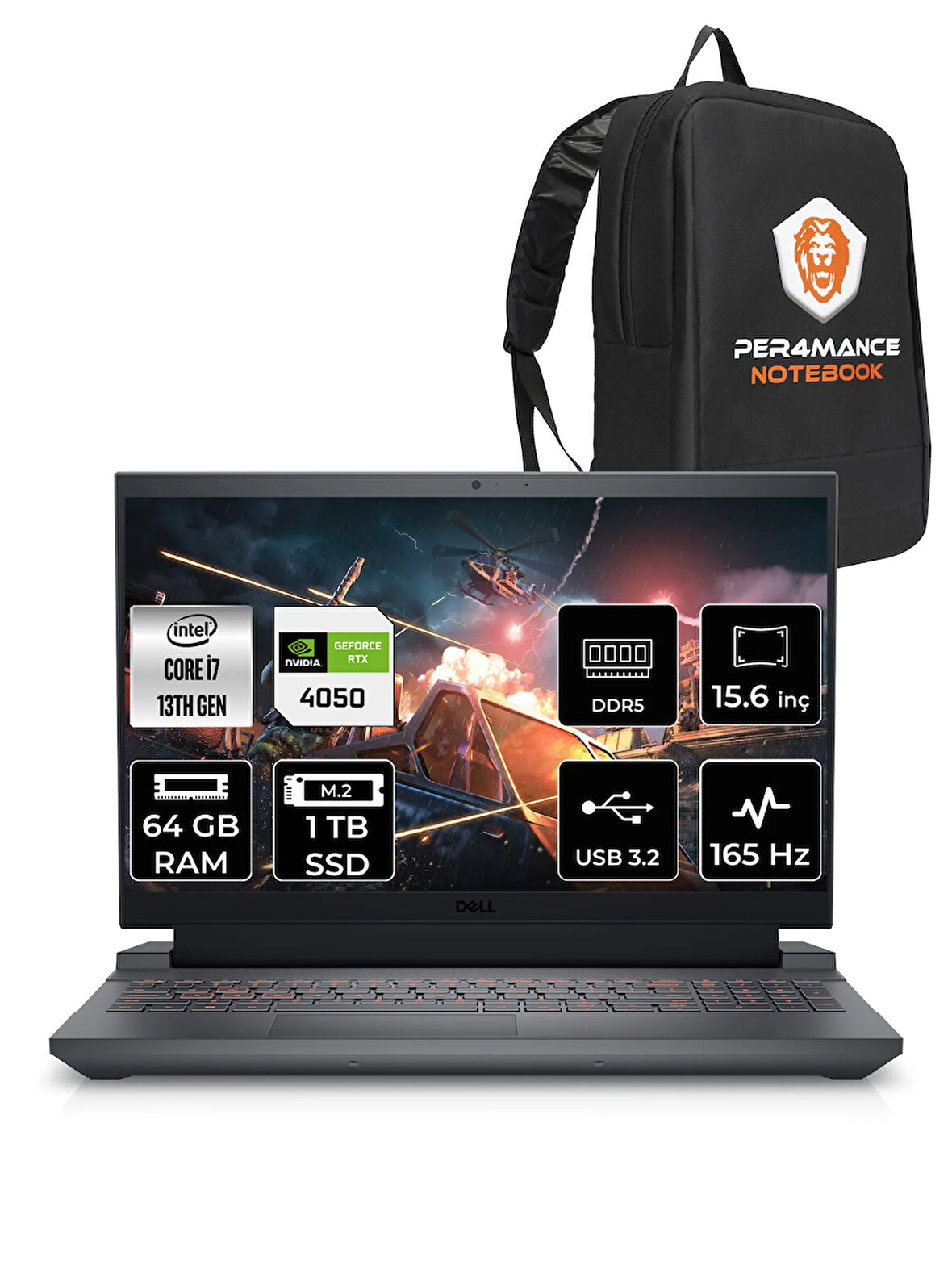 DELL G15 5530 i7 13650HX 64GB 1TB SSD RTX4050/6GB 140W 165HZ 15.6'' FHD FDOS Gaming Laptop ...