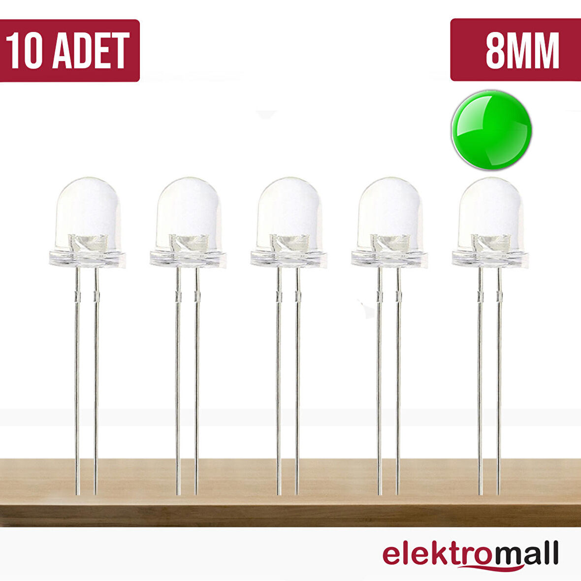 8mm Şeffaf Yeşil Led - 10 Adet Fiyatları ve Modelleri - Pazarama